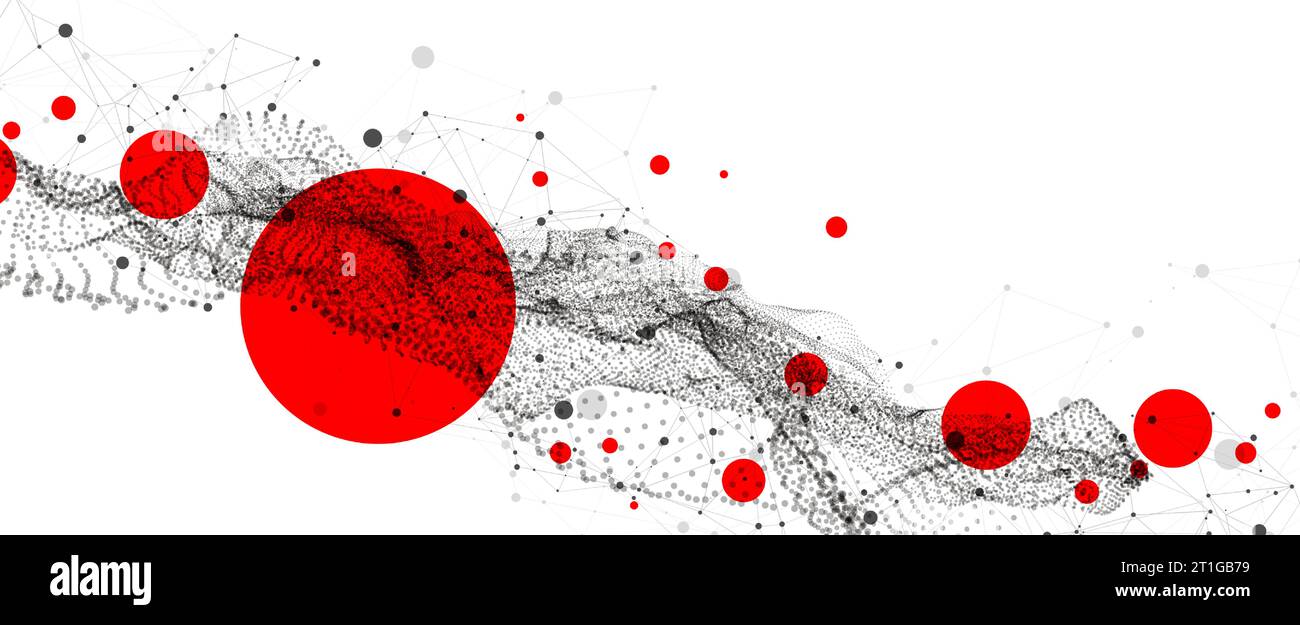 Abstract background. Particles liquid dynamic flow. Trendy fluid cover ...