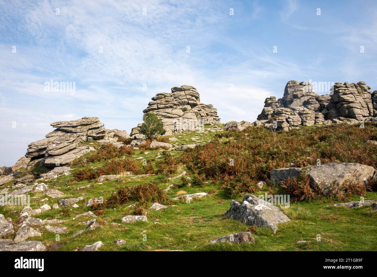 Hound Tor Dartmoor National Park in Devon, rock granite formation ...