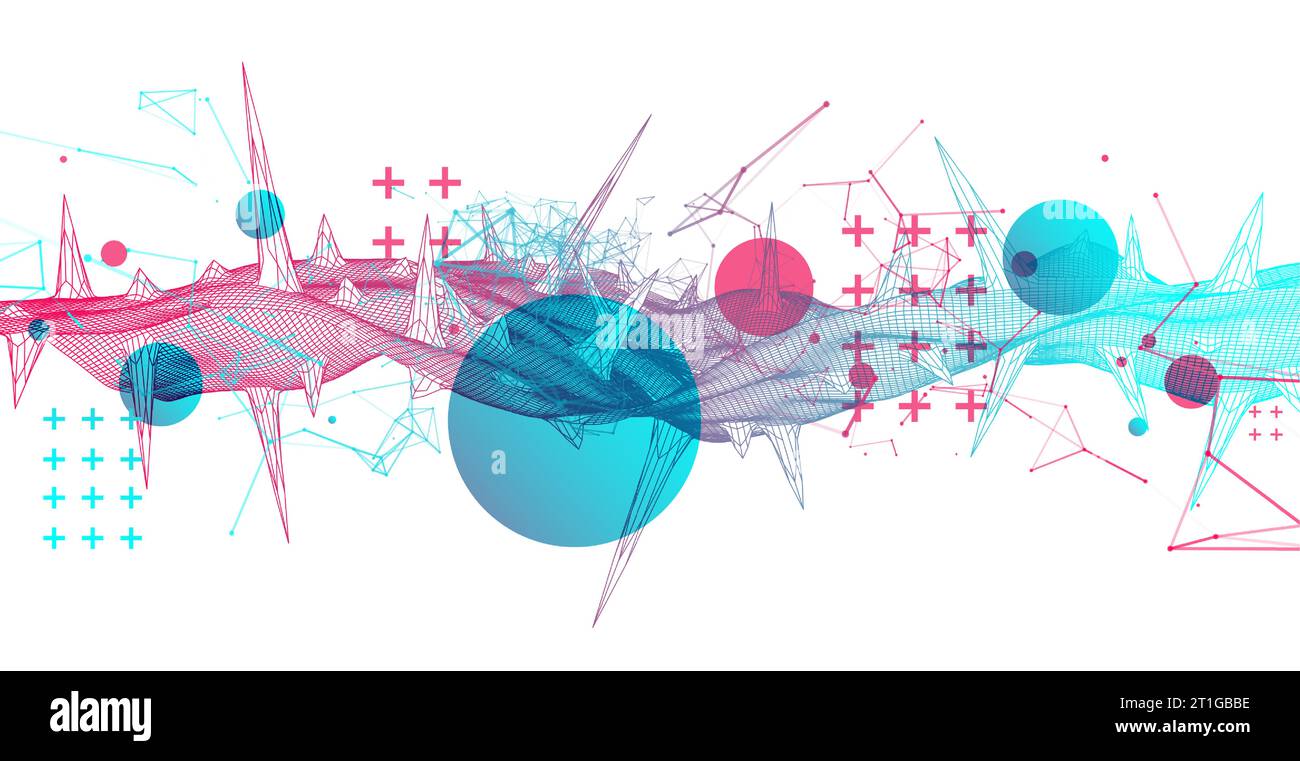 Wireframe science background with plexus effect. Futuristic vector ...