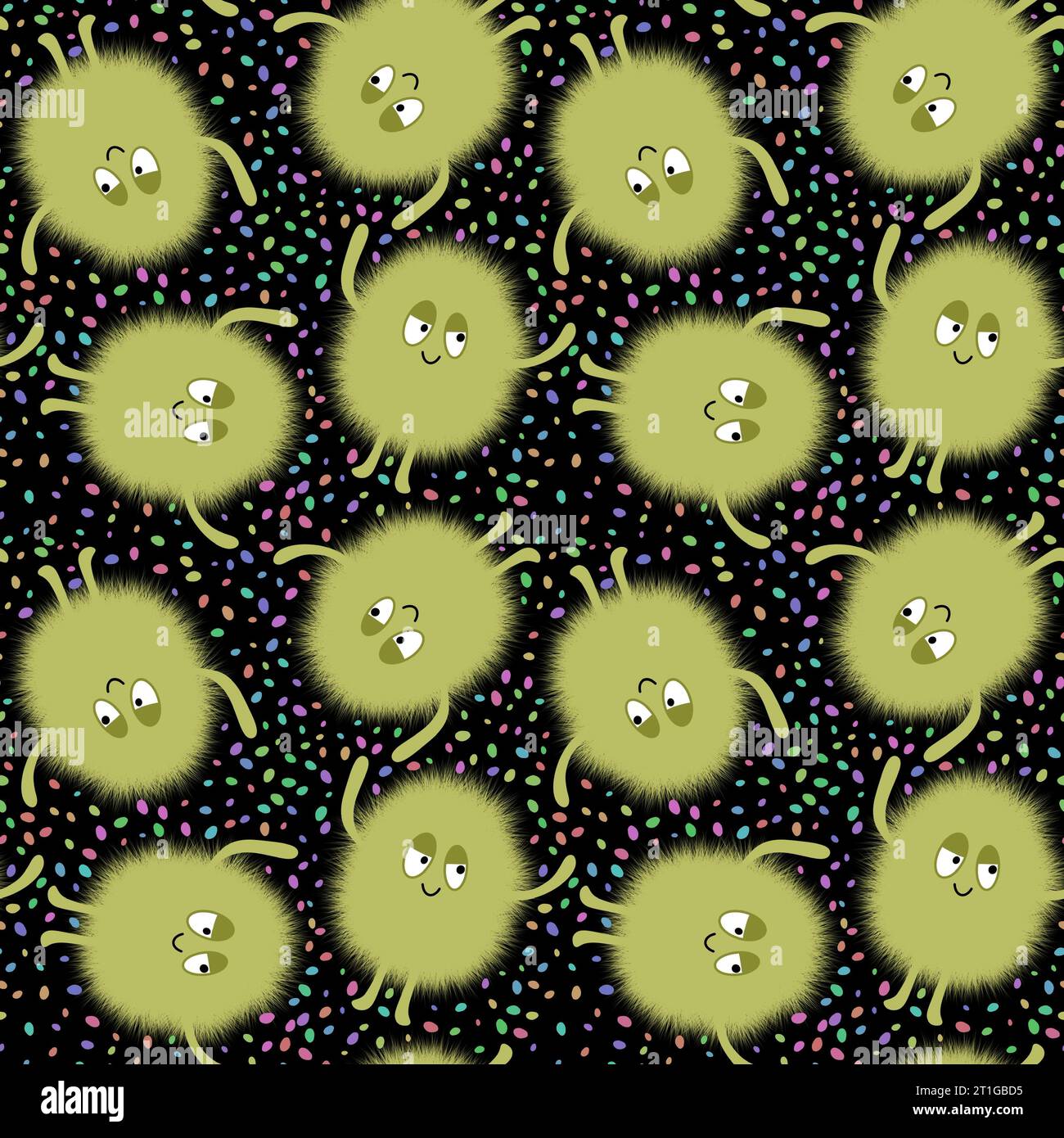 Cartoon monsters seamless fluffy aliens pattern for wrapping paper and ...