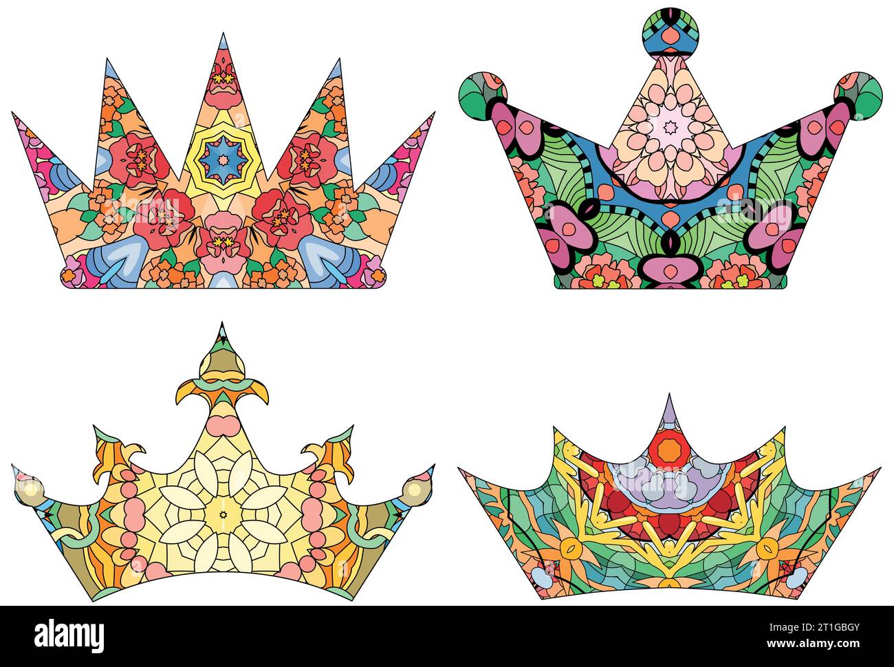 Set of Crowns zentangle styled for t-shirt design, tattoo and other ...