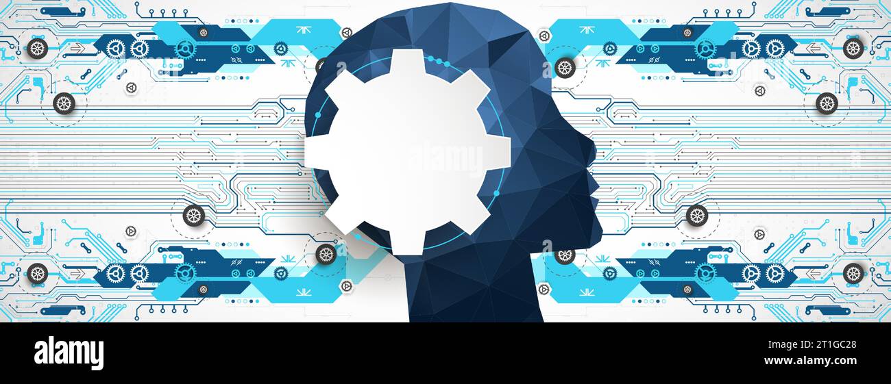 Artificial intelligence (AI) Machine cyber mind. Technology vector ...