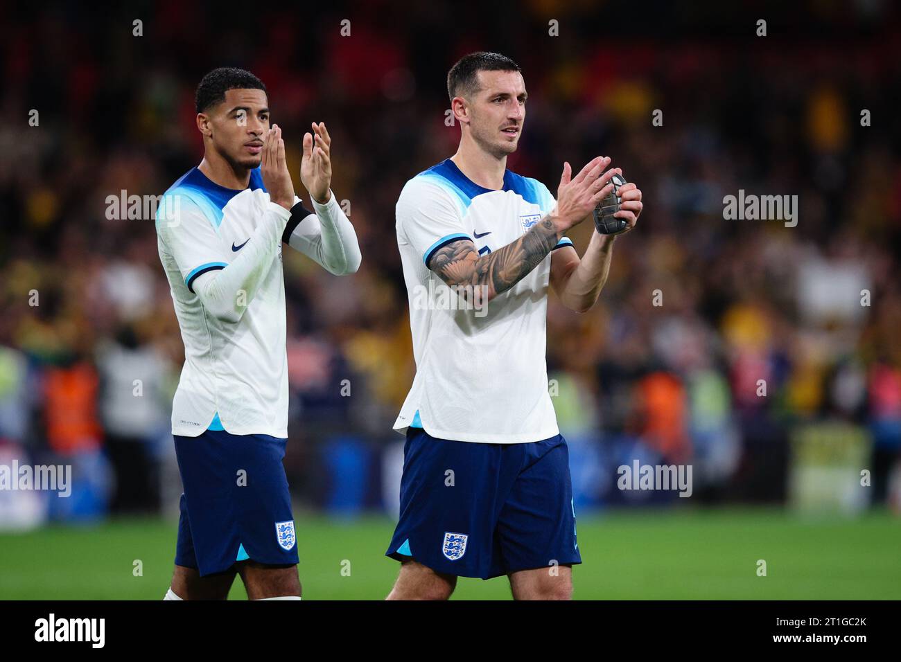 LONDON, UK - 13th Oct 2023: Levi Colwill and Lewis Dunk of England ...