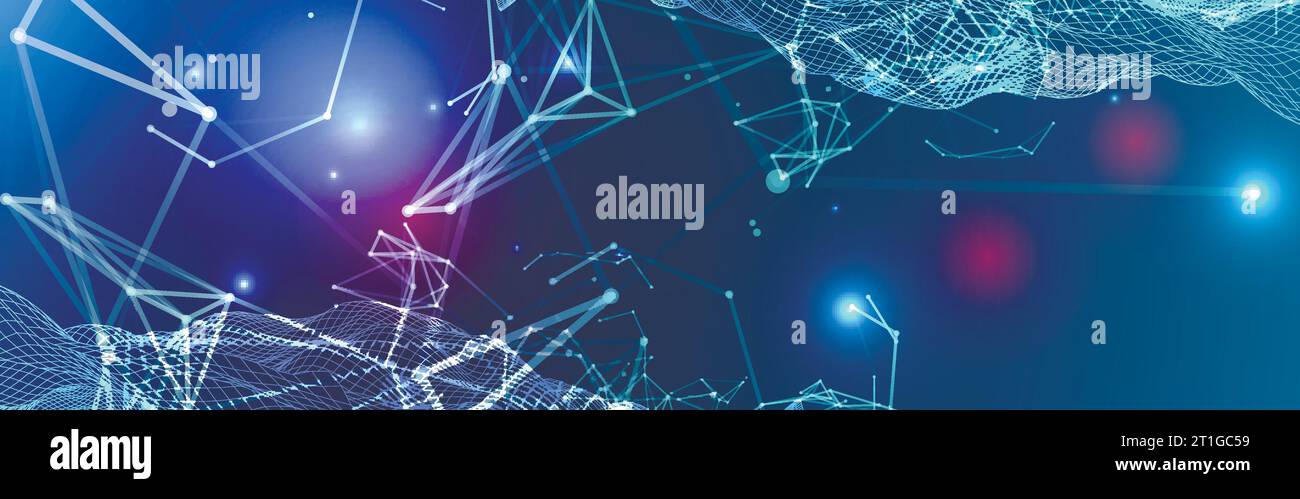 Abstract polygonal vector background with connecting dots and lines. Digital data visualization ...