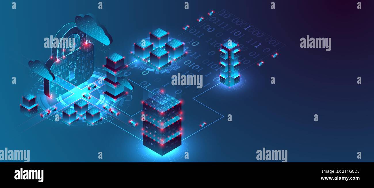 Isometric big data flow processing concept, cloud database. Abstract ...
