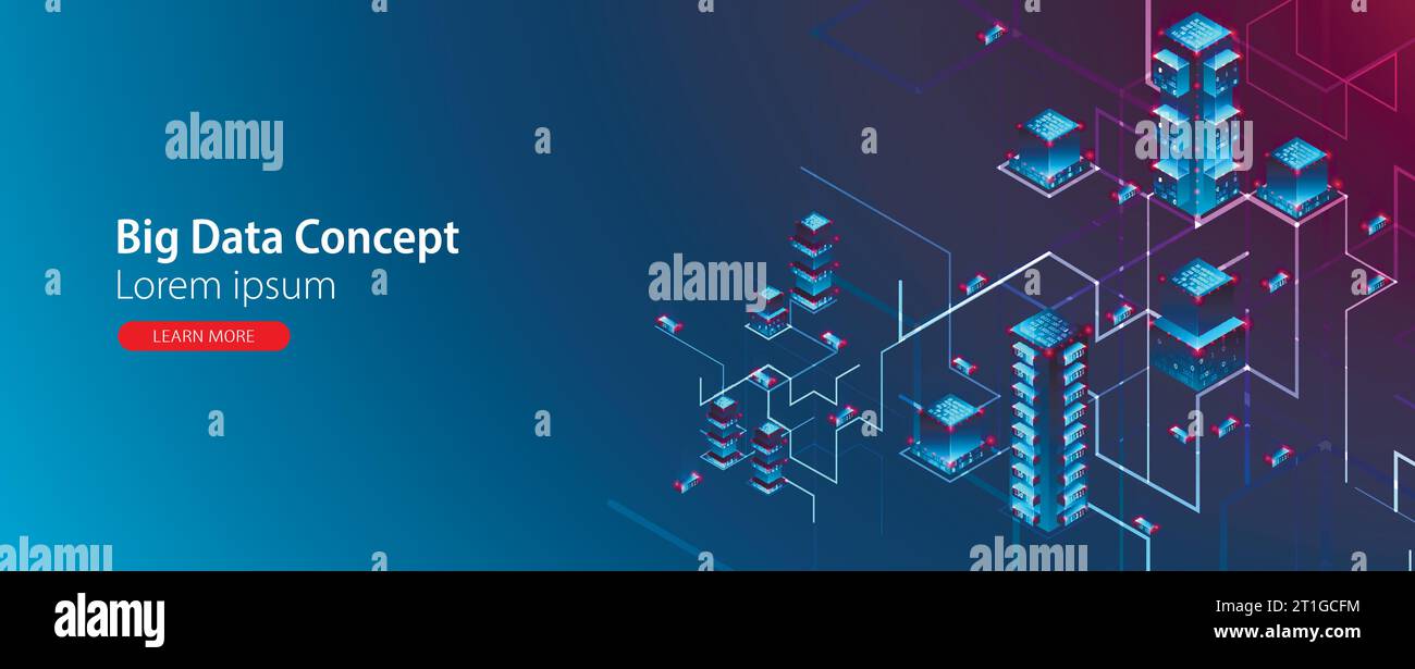 Isometric Big Data Flow Processing Concept Cloud Database Abstract Technology Background