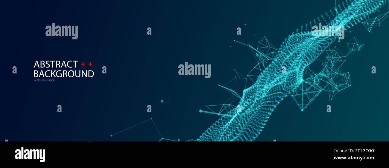 Abstract Vector Background Glowing Particles Dynamic Flow Stock Vector