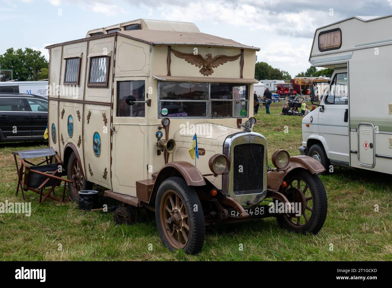 Low Ham.Somerset.United Kingdom.July 23rd 2023.A restored Austin van ...