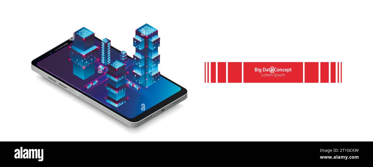 Isometric mobile phone. Вig data flow processing concept, cloud ... Isometric mobile phone. Вig data flow processing concept, cloud ...