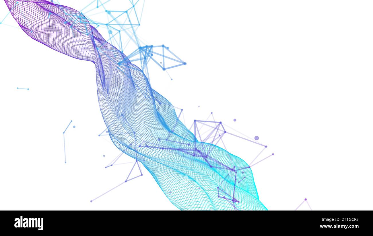 Polygonal science background with connecting dots and lines. Digital data visualization Stock ...