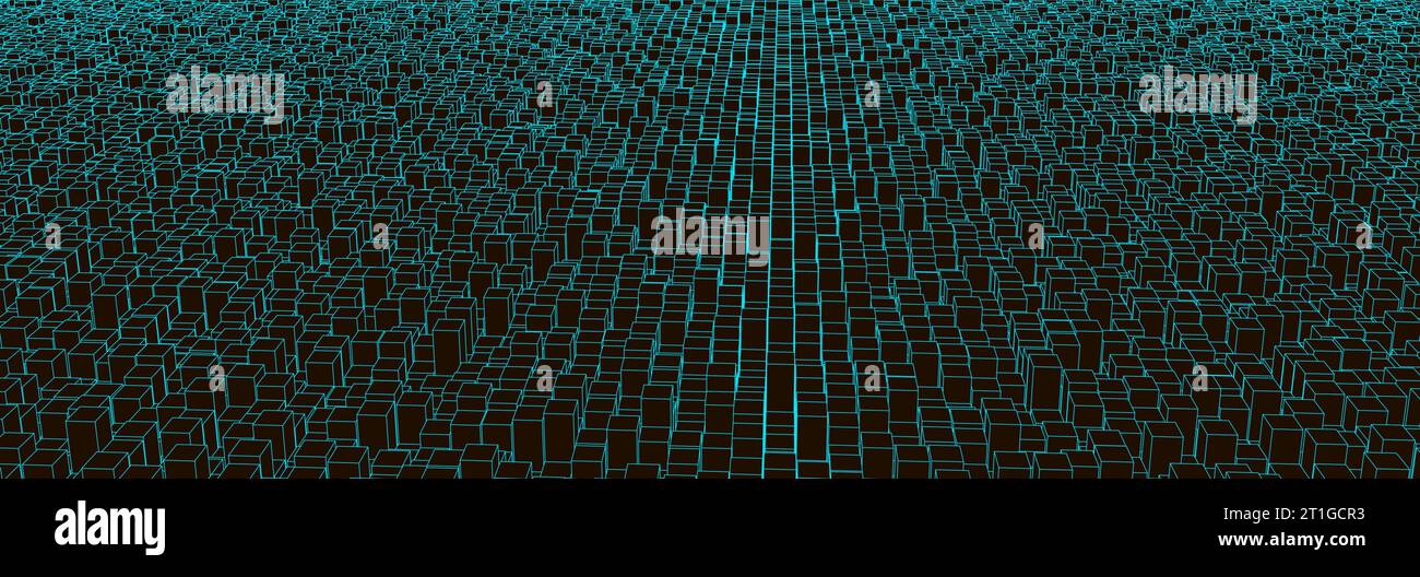 Square pattern. Wireframe landscape background. Futuristic vector ...