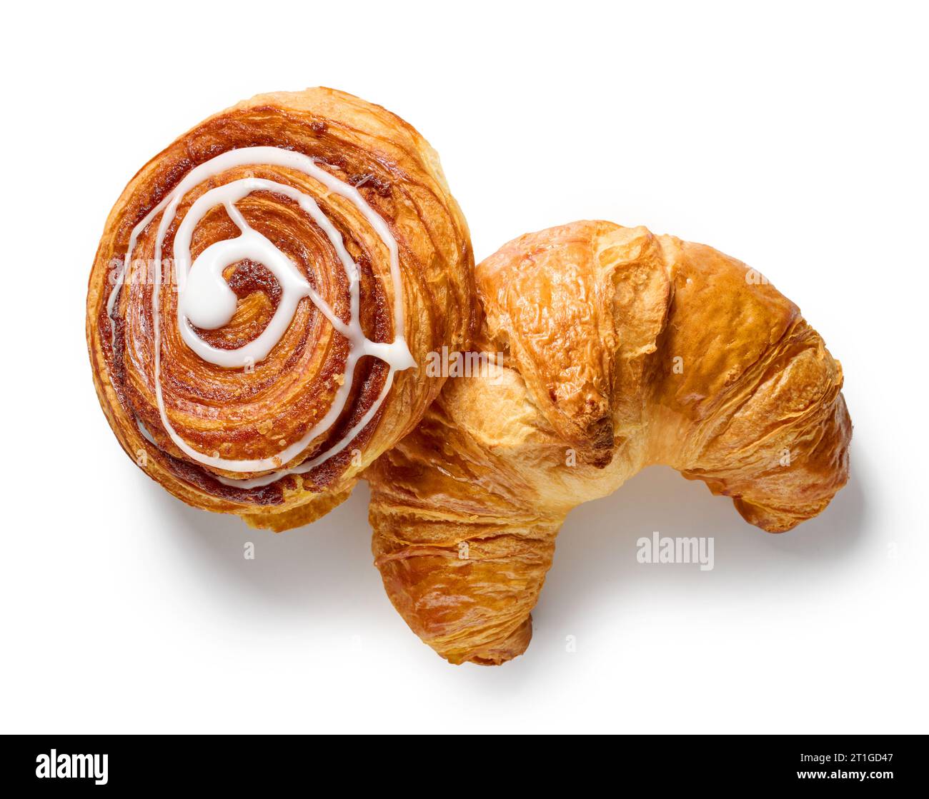 freshly baked pastries isolated on white background, top view Stock ...