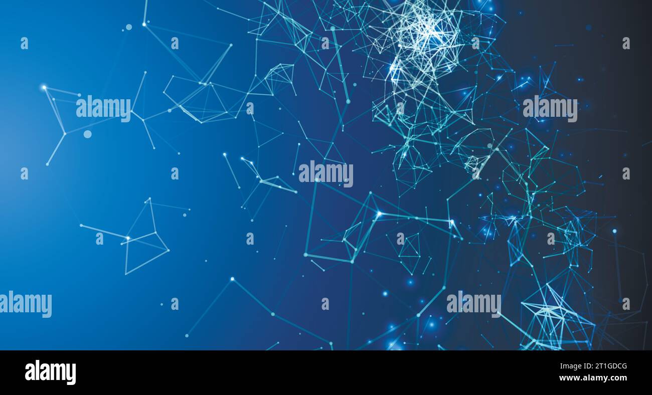 Abstract polygonal vector background with connecting dots and lines. Digital data visualization ...