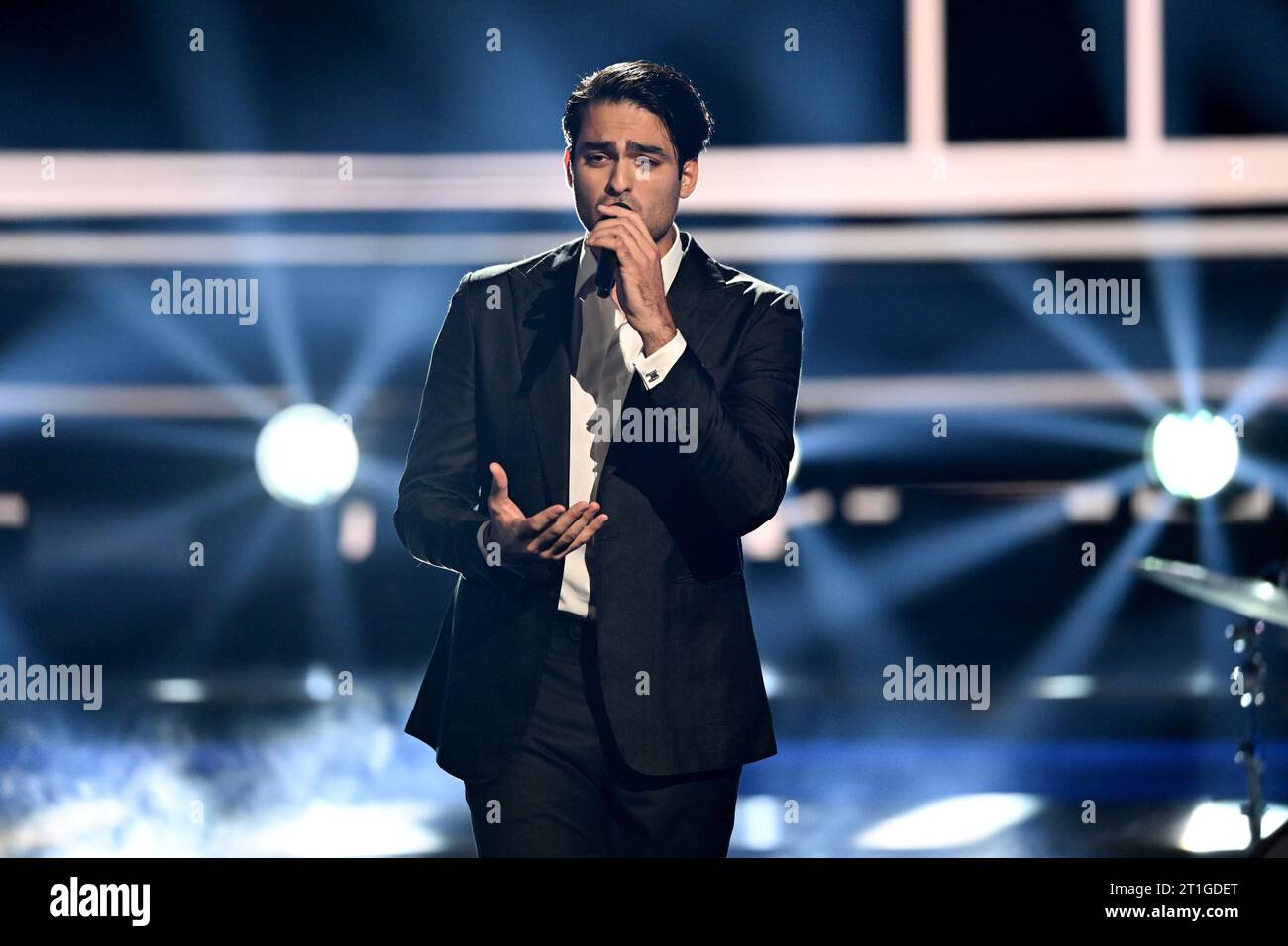 Leipzig, Germany. 13th Oct, 2023. Singer Matteo Bocelli sings at the ...