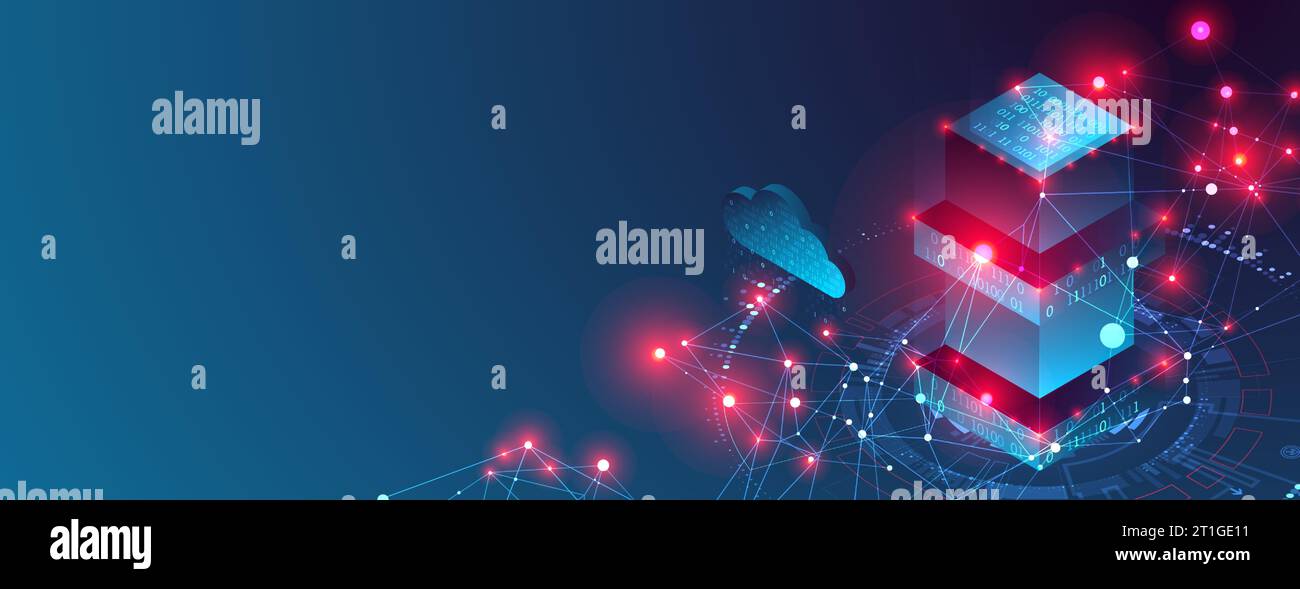 Isometric Big Data Flow Processing Concept Cloud Database Abstract