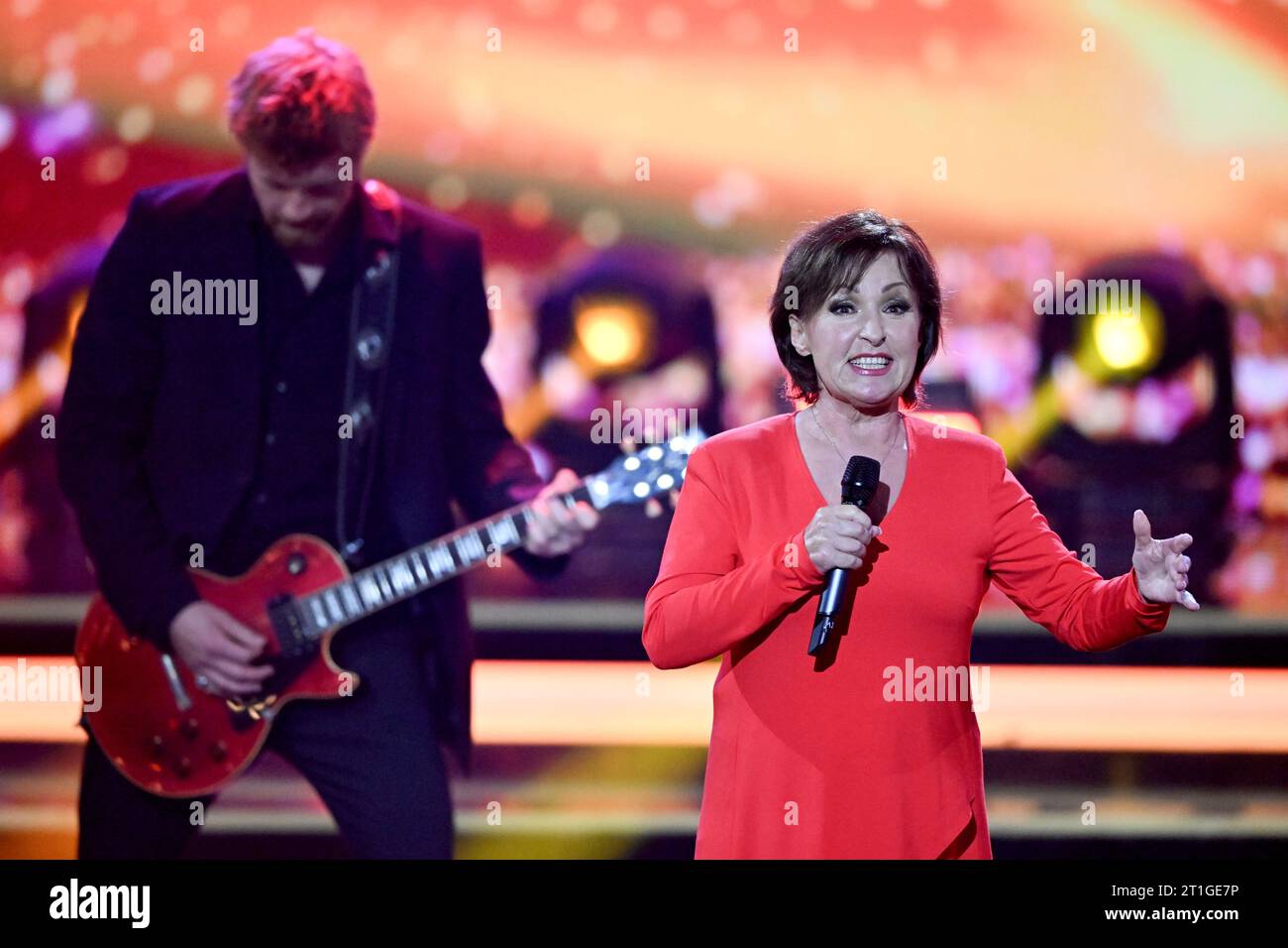 Leipzig, Germany. 13th Oct, 2023. Singer Ute Freudenberg sings at the ...