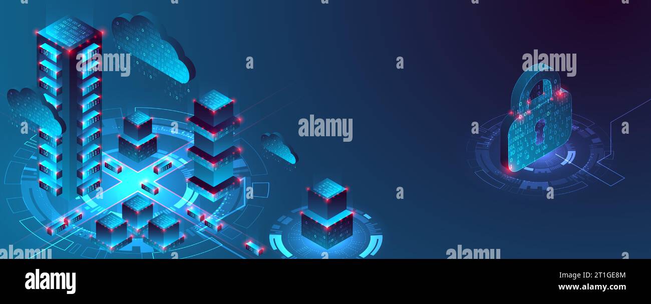 Isometric Big Data Flow Processing Concept Cloud Database Abstract