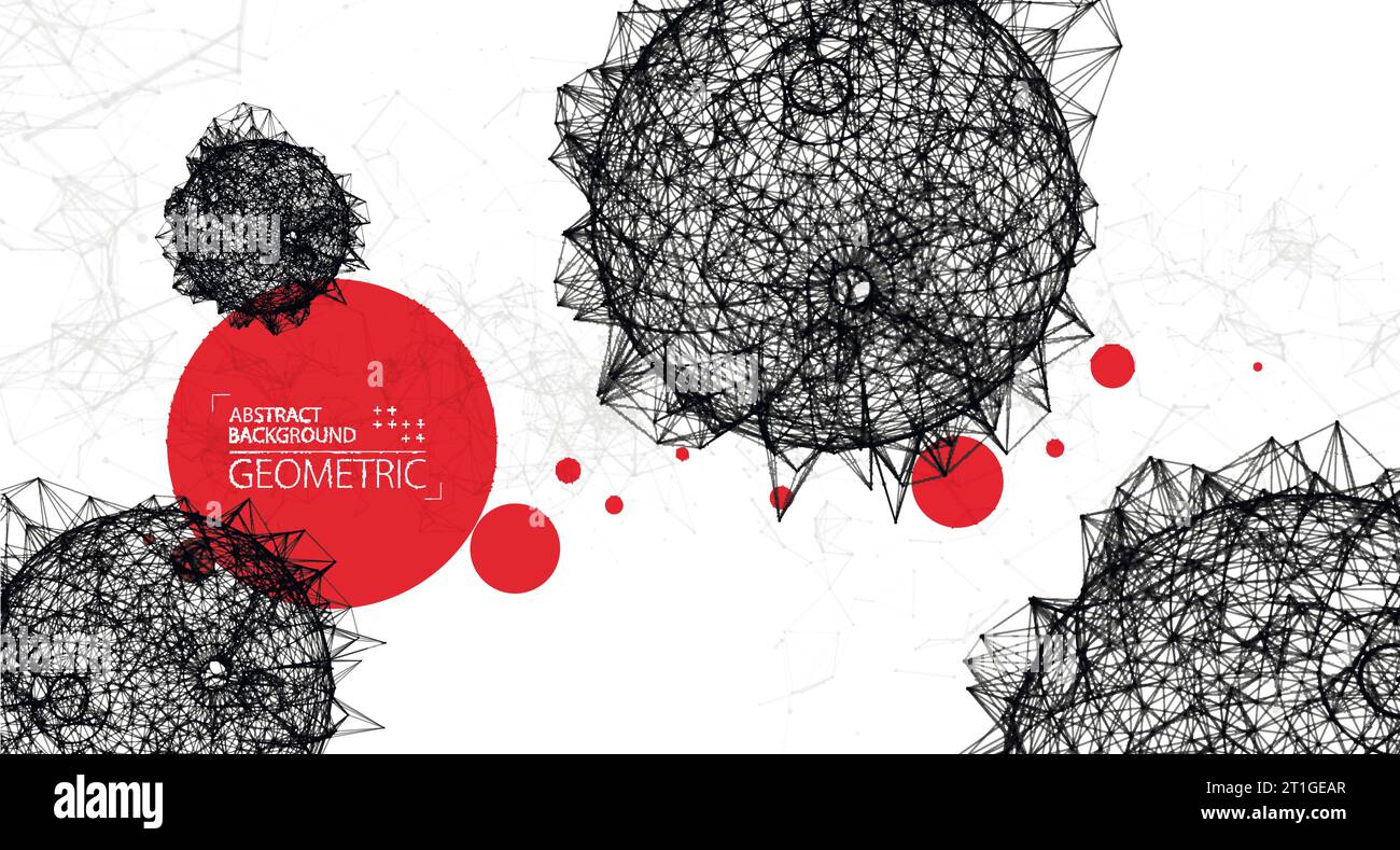 Abstract geometric 3d sphere made of points and lines. Futuristic ...