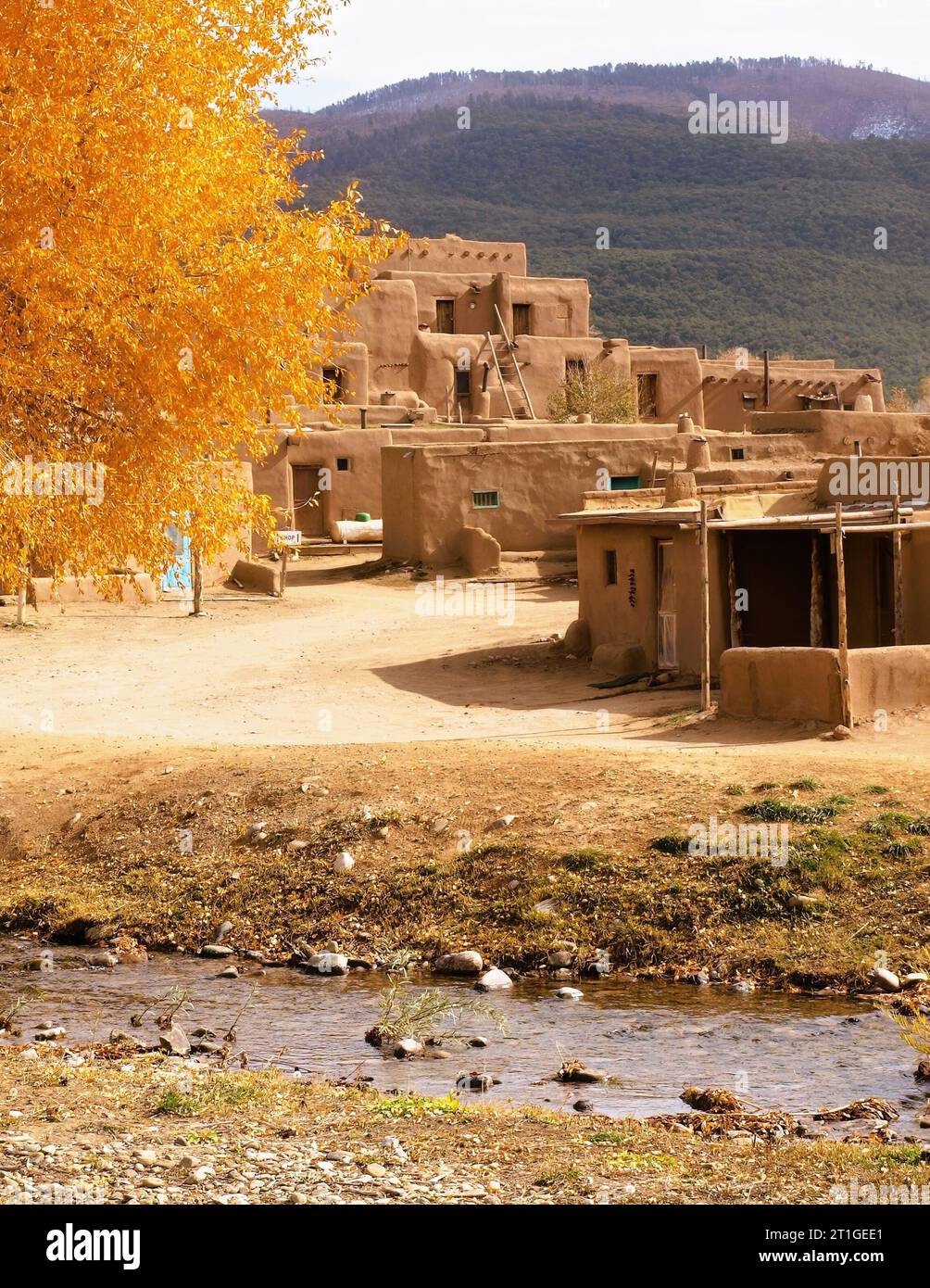 Autumn at Taos Pueblo New Mexico community Stock Photo - Alamy
