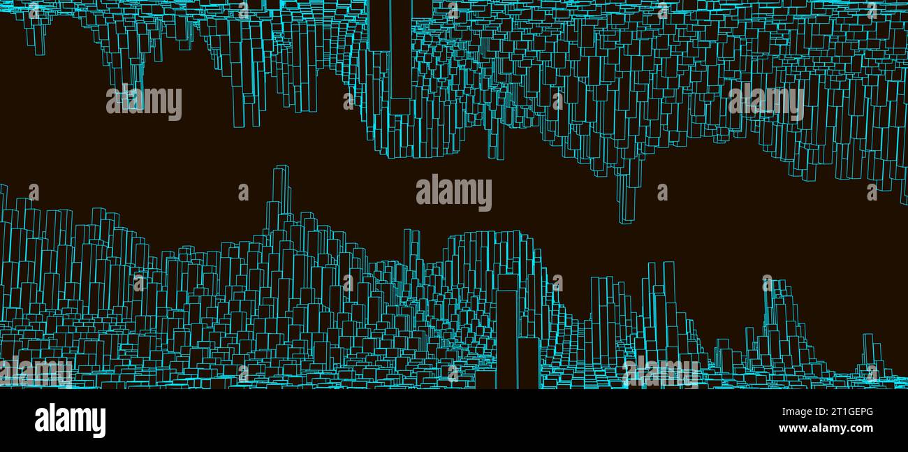 Square pattern. Wireframe landscape background. Futuristic vector ...