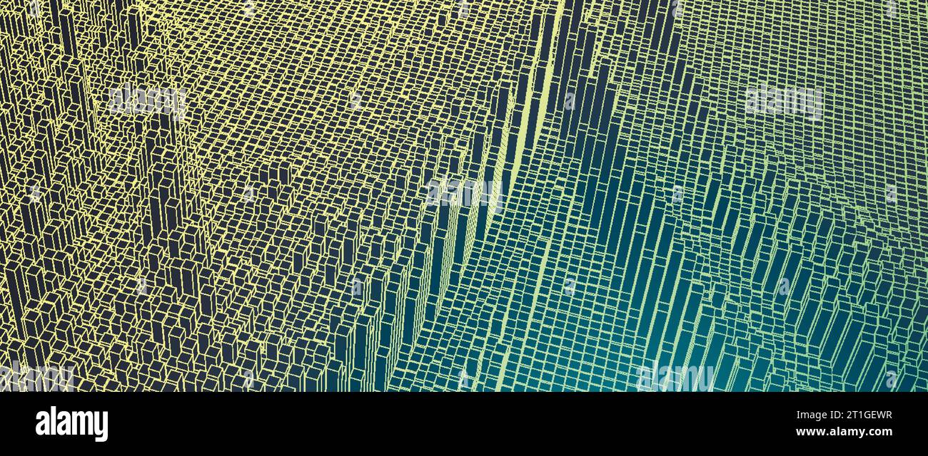 Square pattern. Wireframe landscape background. Futuristic vector ...