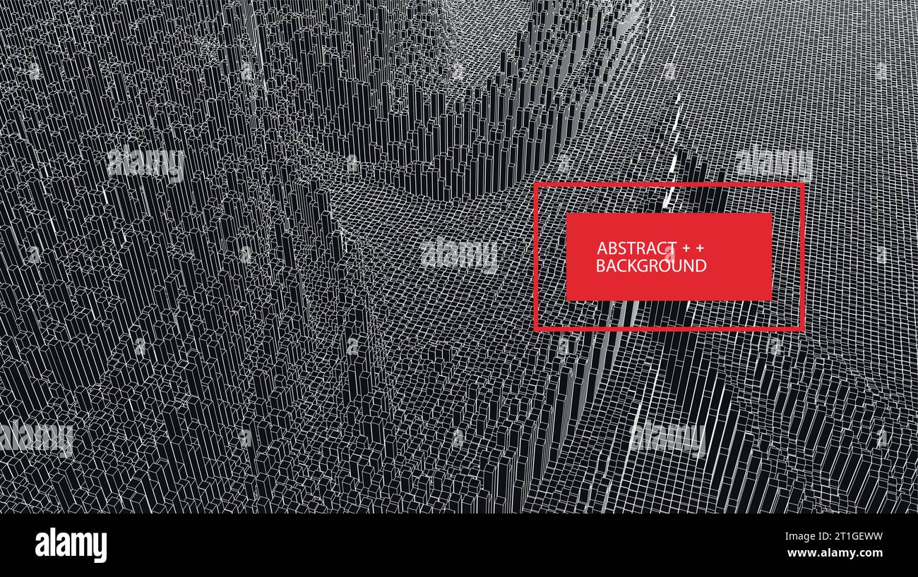 Square pattern. Wireframe landscape background. Futuristic vector ...