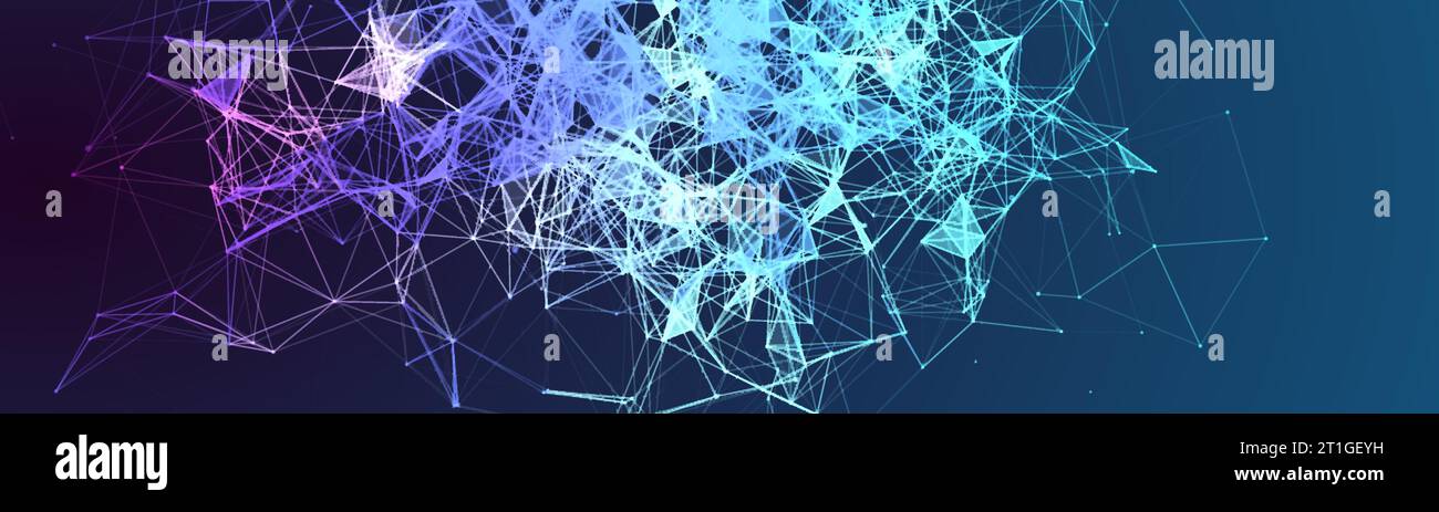 Abstract polygonal vector background with connecting dots and lines. Digital data visualization ...