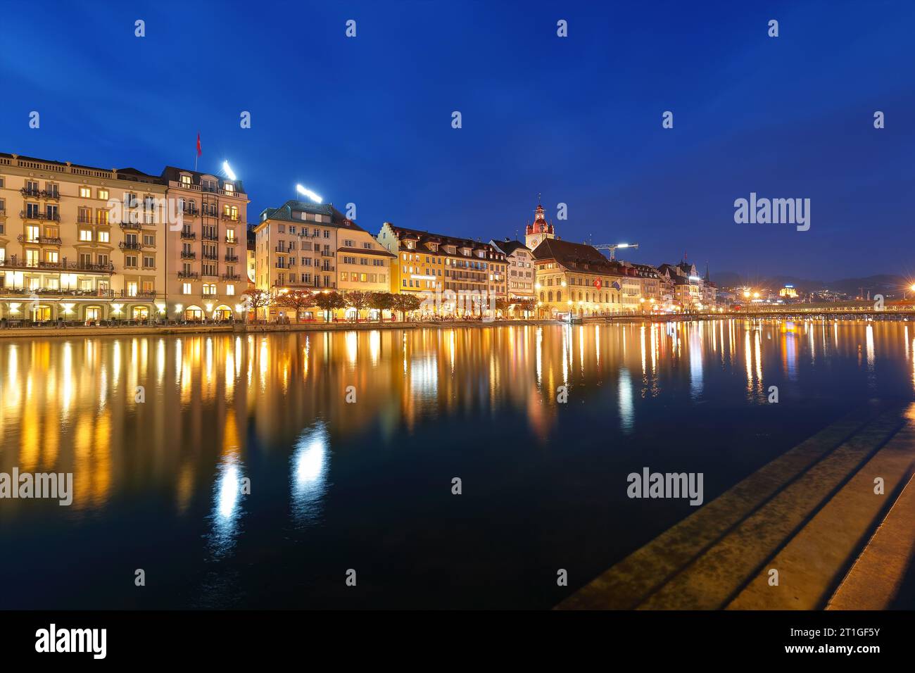 Beautiful historic city center of Lucerne with famous buildings and ...