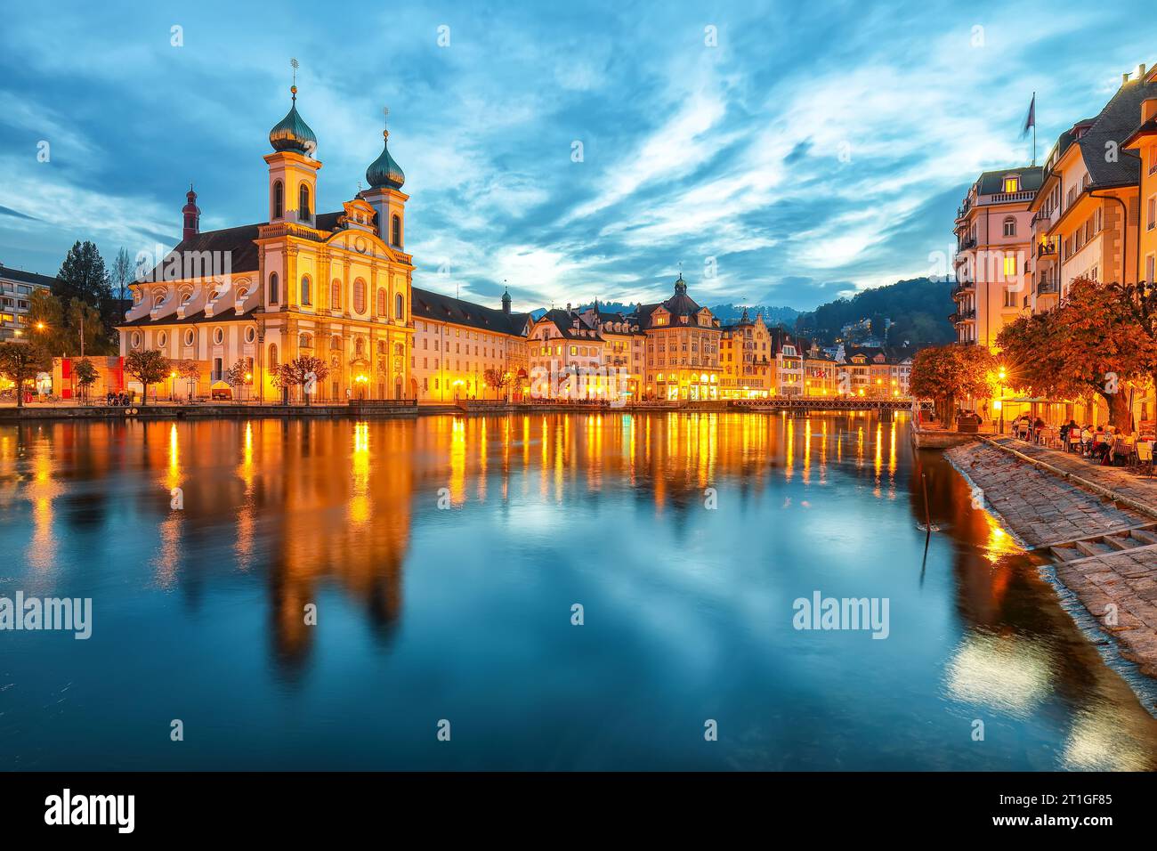 Marvelous historic city center of Lucerne with famous buildings and ...