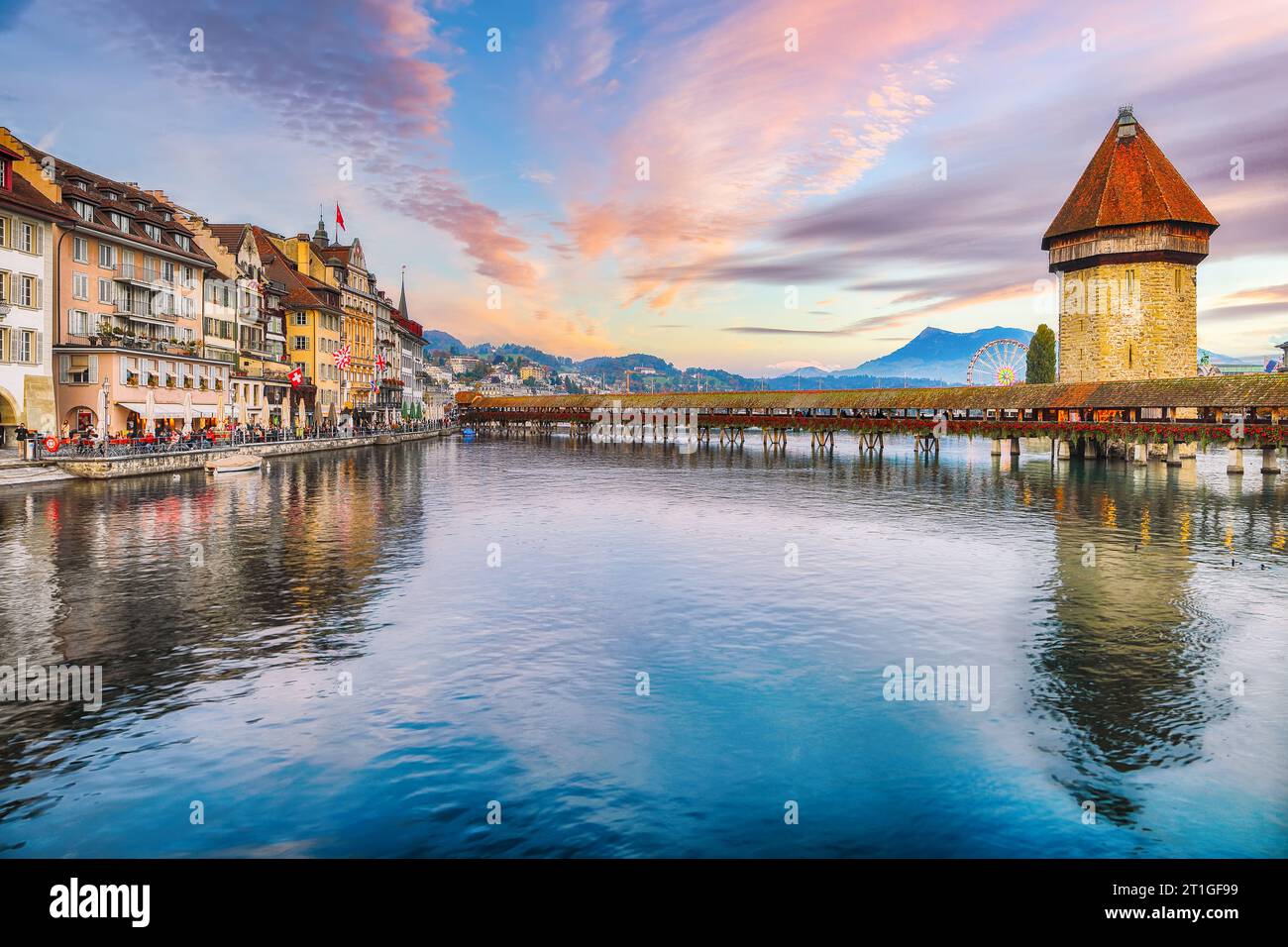 Breathtaking historic city center of Lucerne with famous buildings and ...