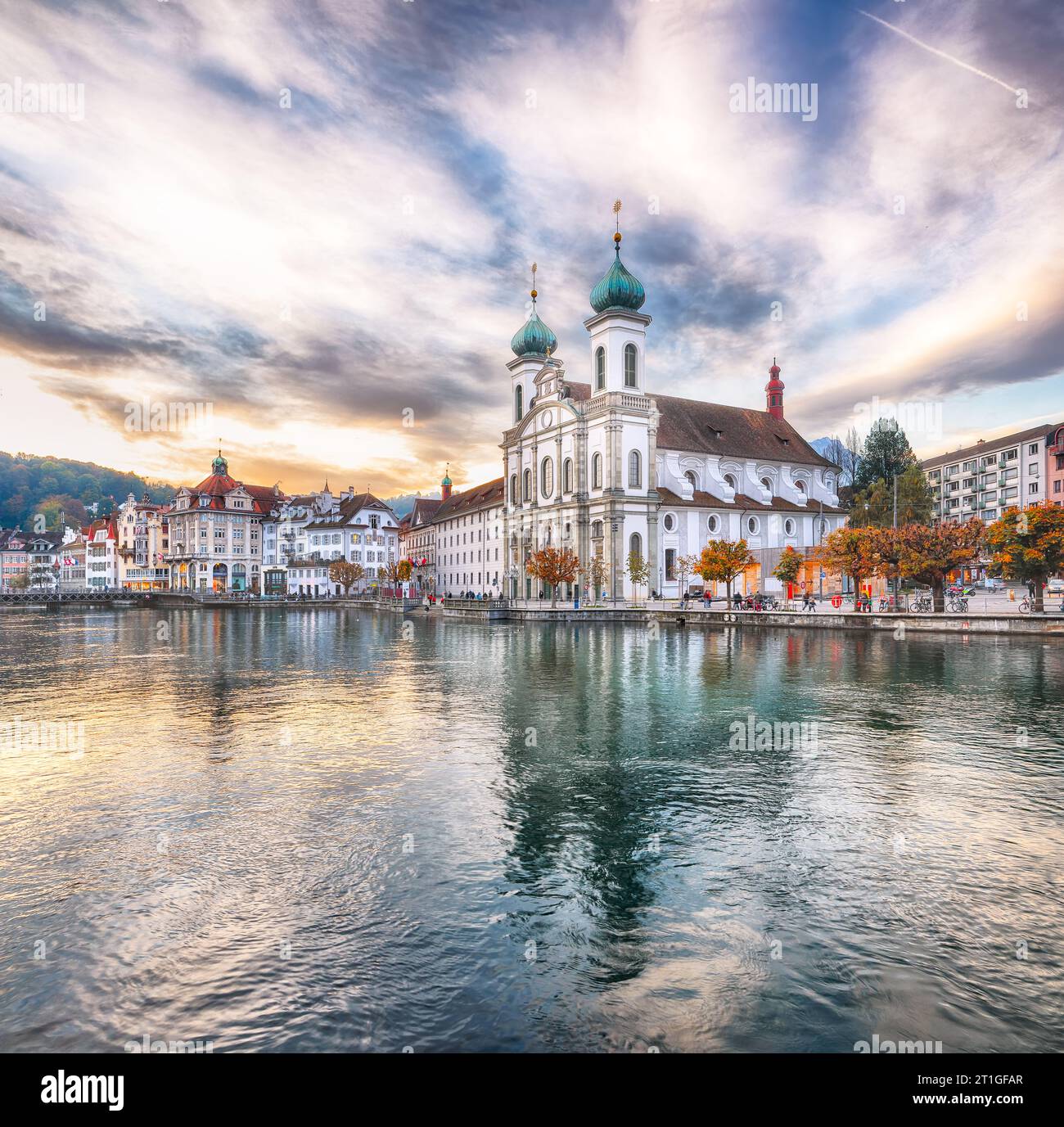 Stunning historic city center of Lucerne with famous buildings and lake ...
