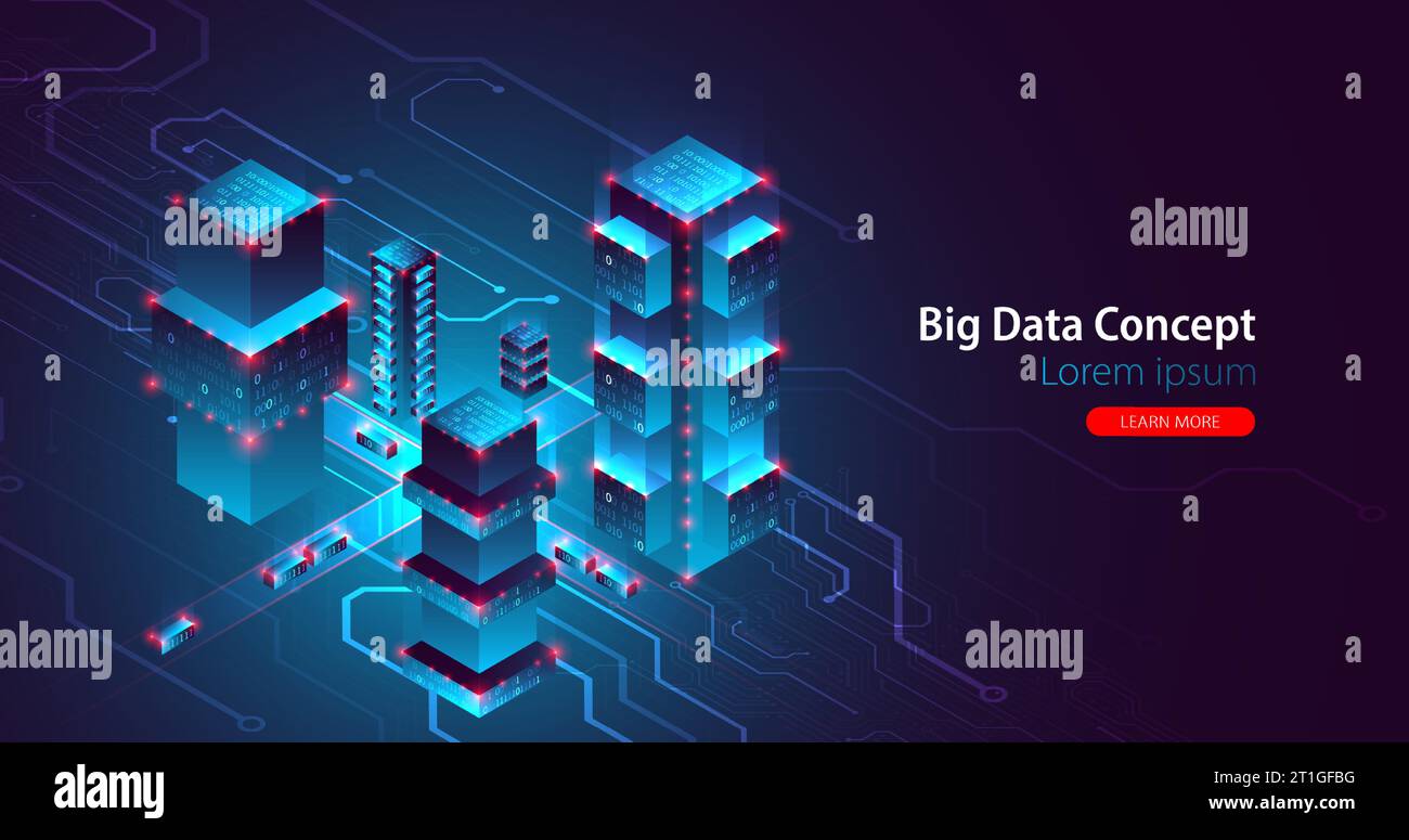 Isometric Big Data Flow Processing Concept Database Abstract Technology Background Vector