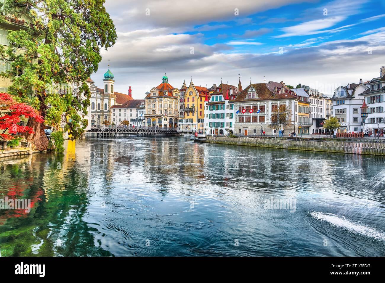 Amazing historic city center of Lucerne with famous buildings and lake ...
