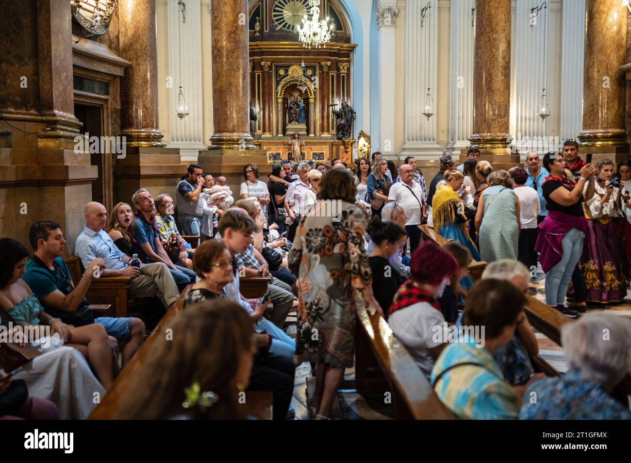 Believers inside the Cathedral-Basilica of Our Lady of the Pillar ...