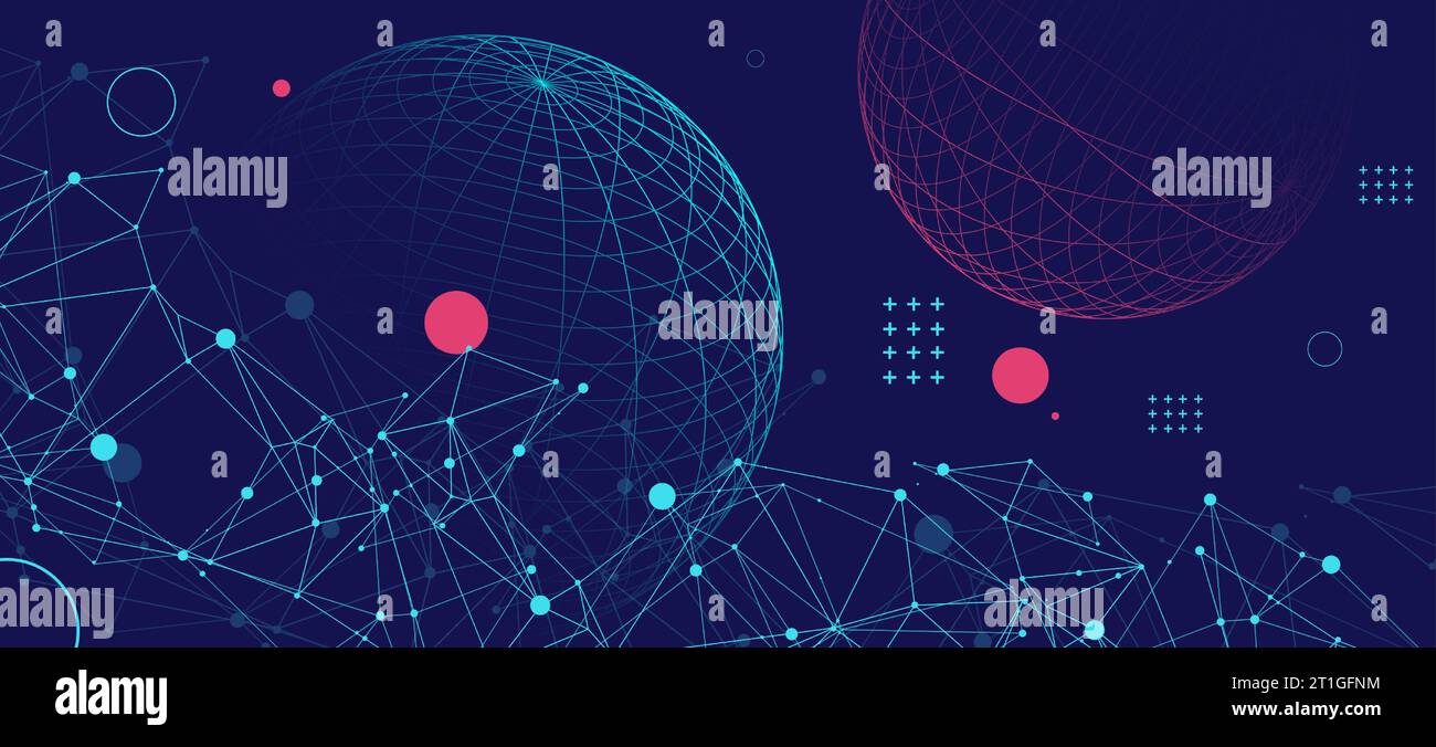 Abstract sphere background with plexus effect. 3D surface Stock Vector ...