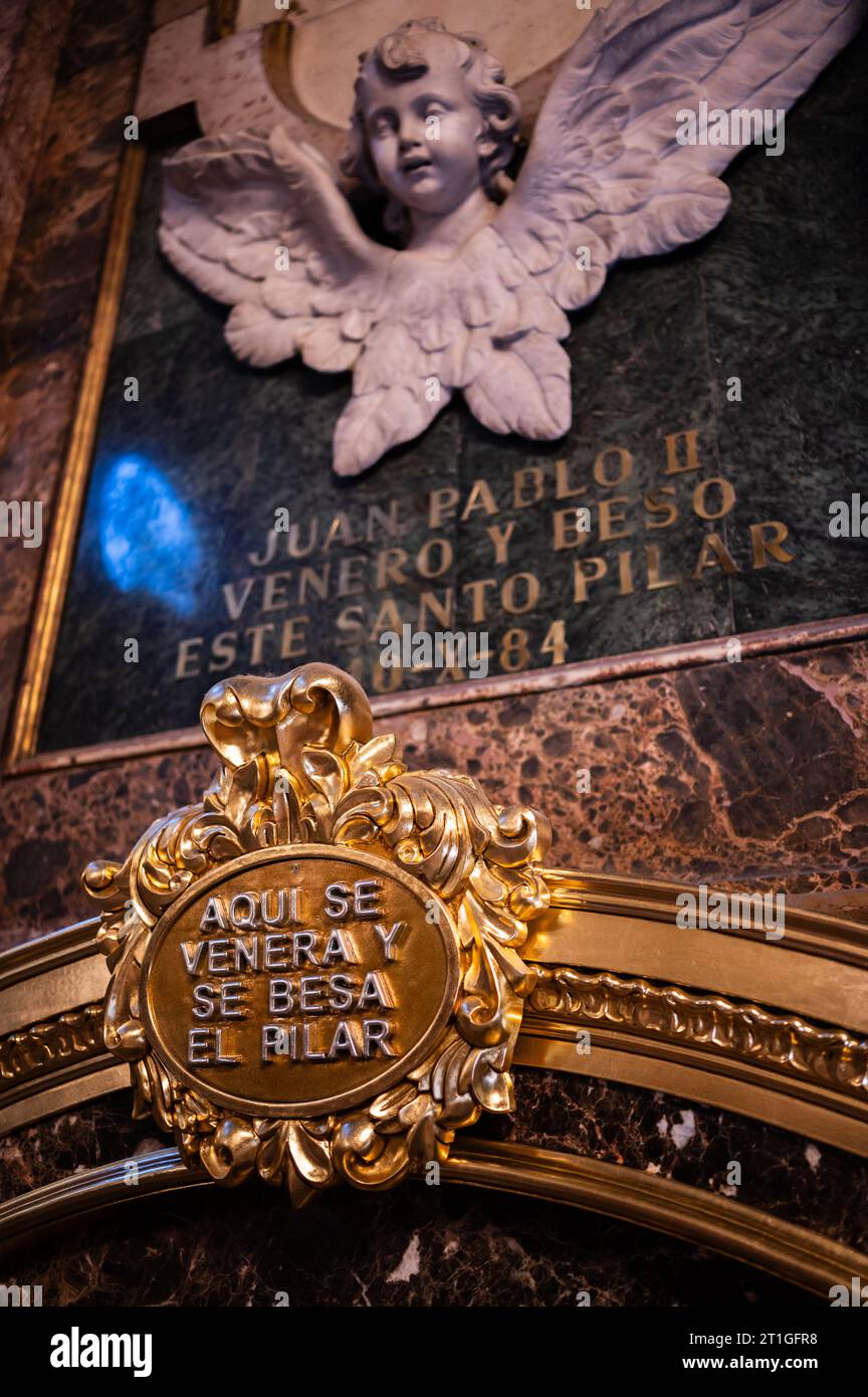 Worshipers kissing the pillar inside the Cathedral-Basilica of Our Lady ...