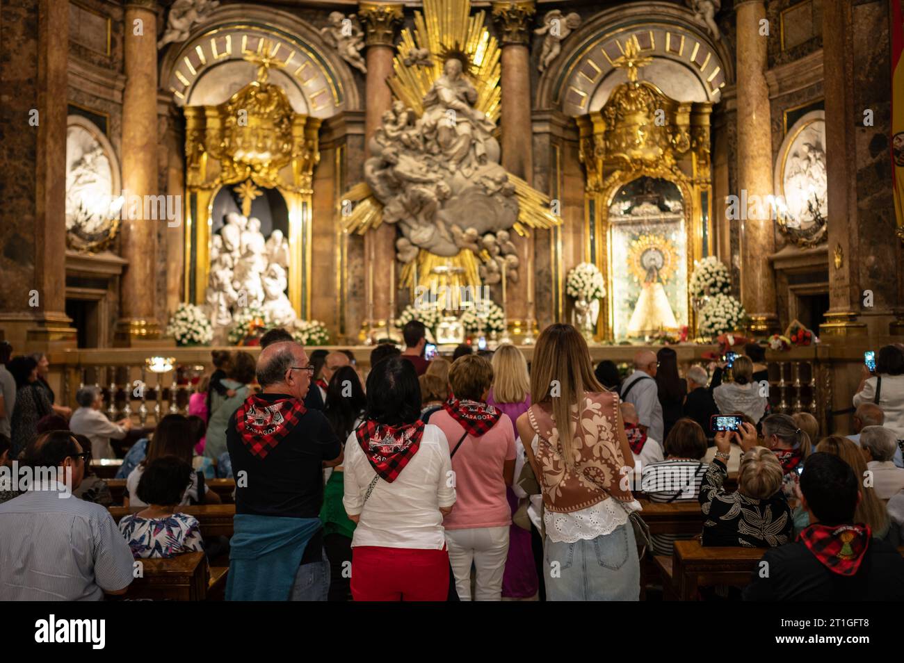 Believers inside the Cathedral-Basilica of Our Lady of the Pillar ...