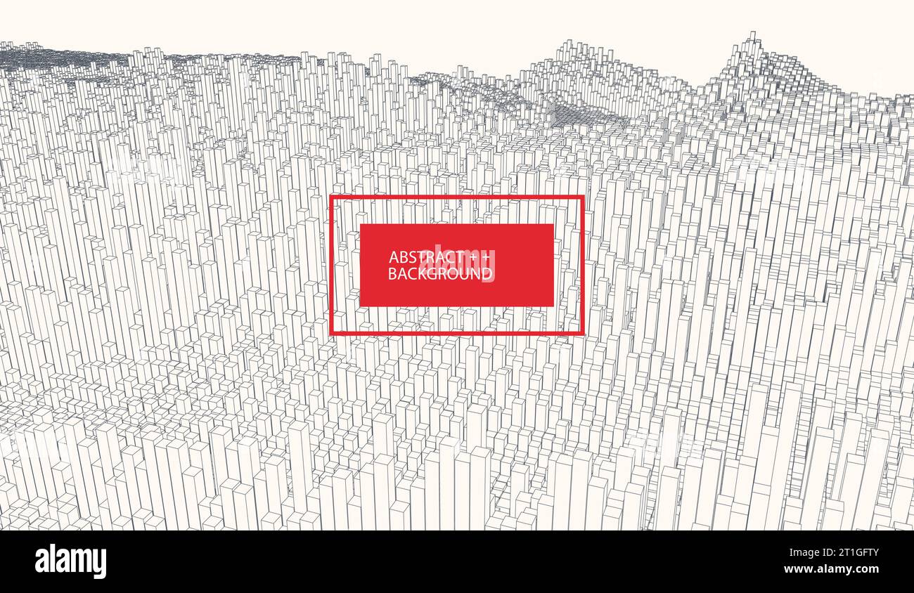 Square pattern. Wireframe landscape background. Futuristic vector ...