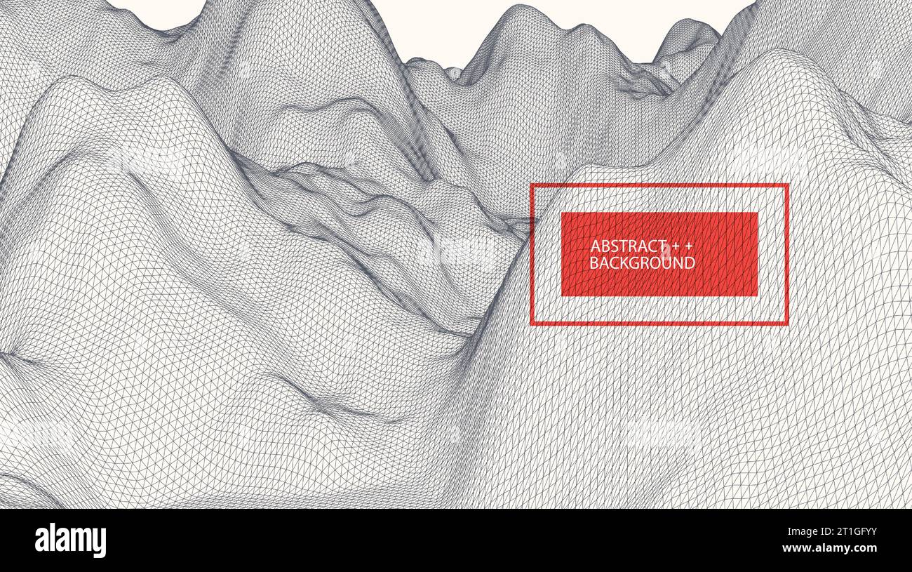 Big Data. Abstract digital landscape. Wireframe landscape background ...