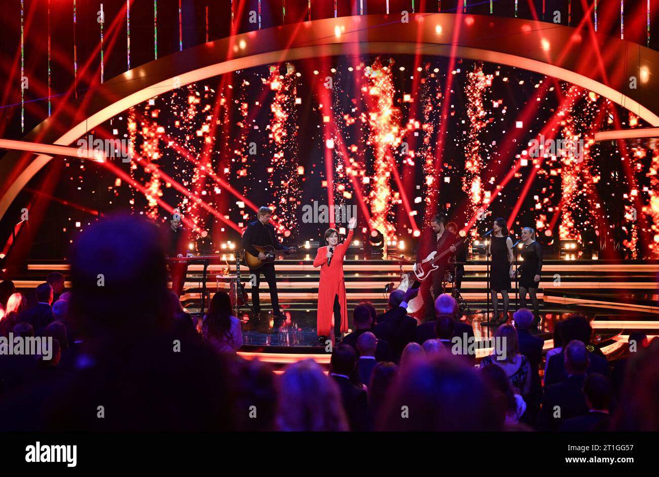 Leipzig, Germany. 13th Oct, 2023. Singer Ute Freudenberg sings on stage ...