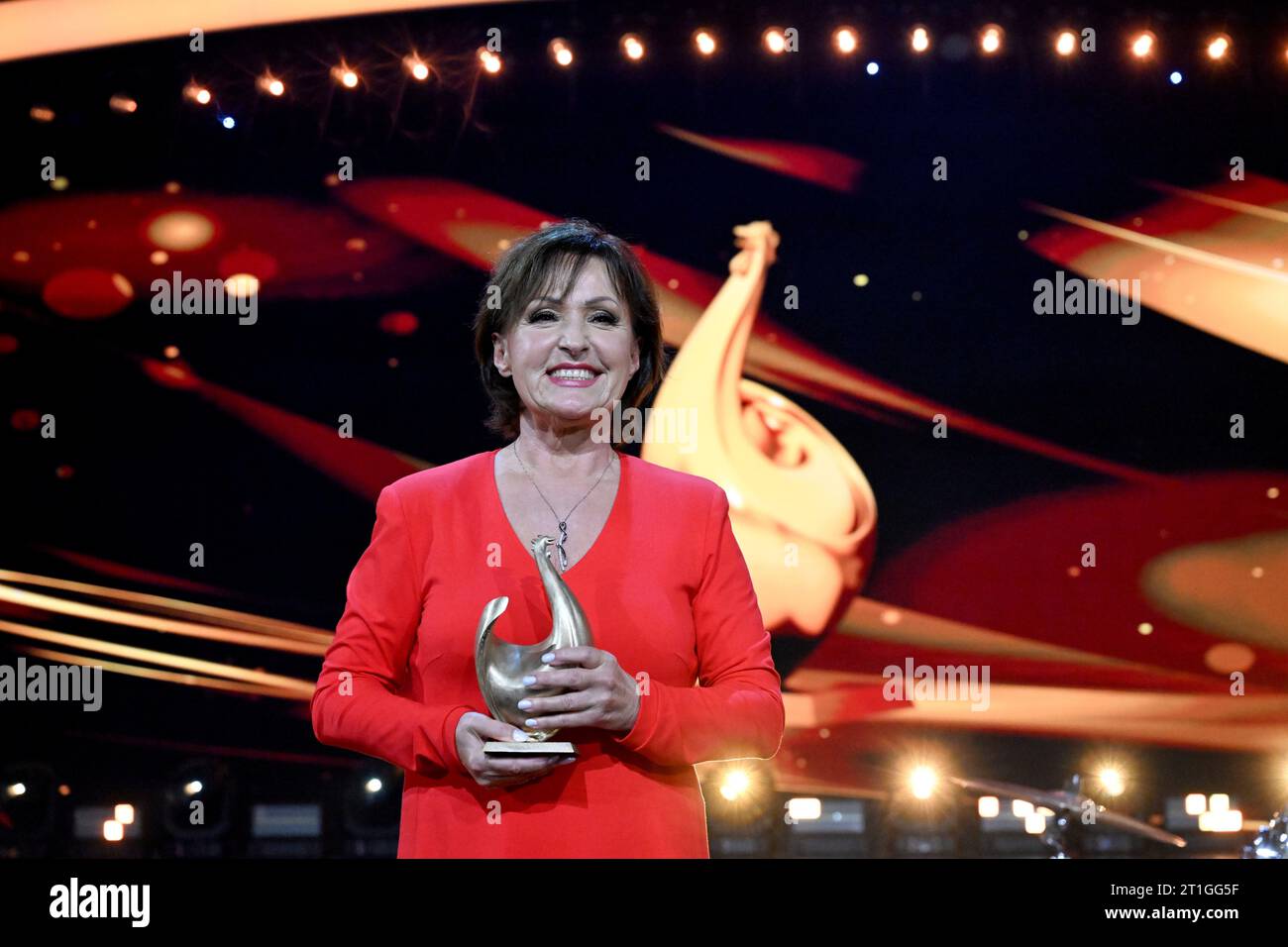 Leipzig, Germany. 13th Oct, 2023. Singer Ute Freudenberg is on stage at ...