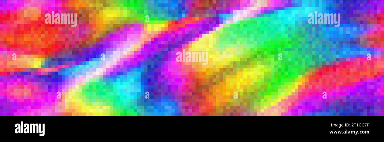 Abstract seamless mosaic pixelart pattern in rainbow colors with waves ...