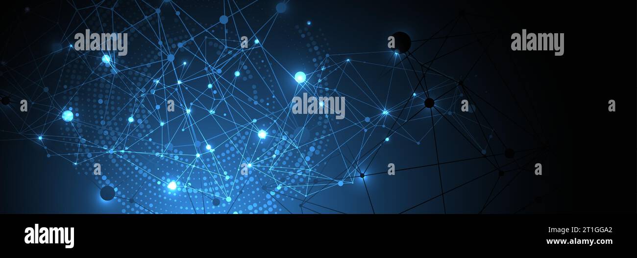 Polygonal science background with connecting dots and lines. Digital data visualization Stock ...