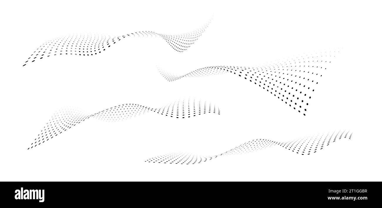 Geometric dotted curve shapes. Technology abstract background ...