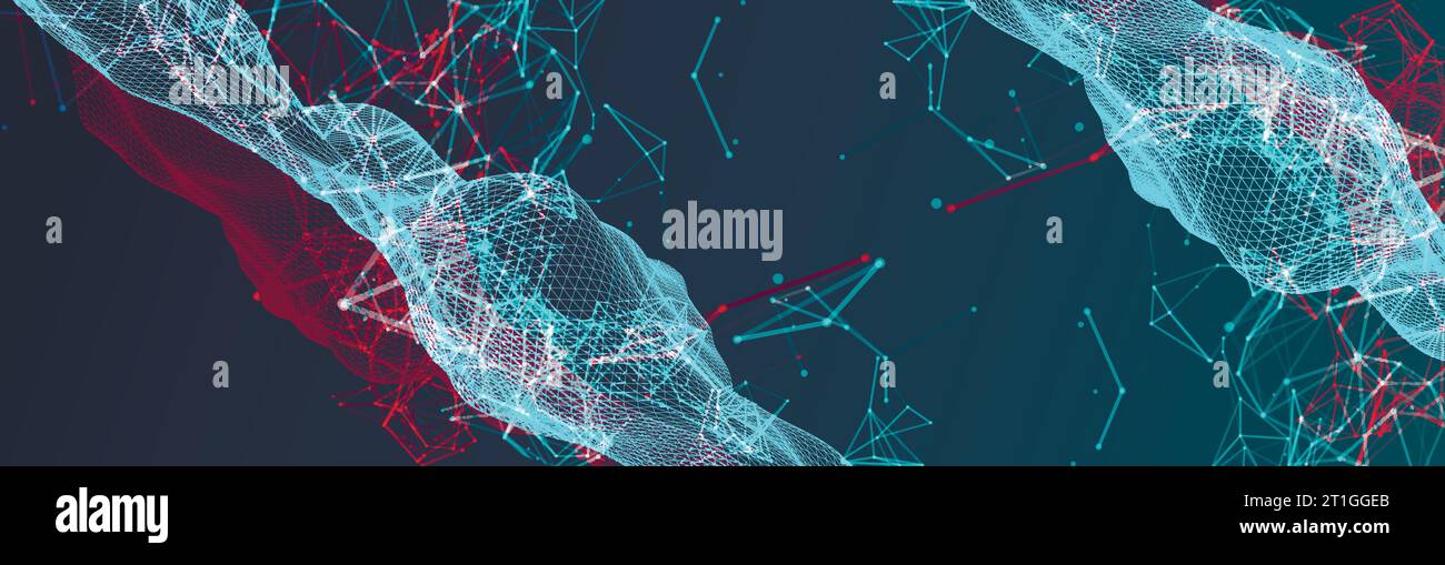 Polygonal science background with connecting dots and lines. Digital data visualization Stock ...
