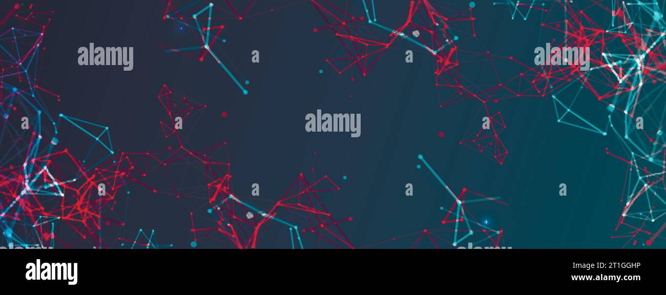 Polygonal Science Background With Connecting Dots And Lines Digital Data Visualization Stock