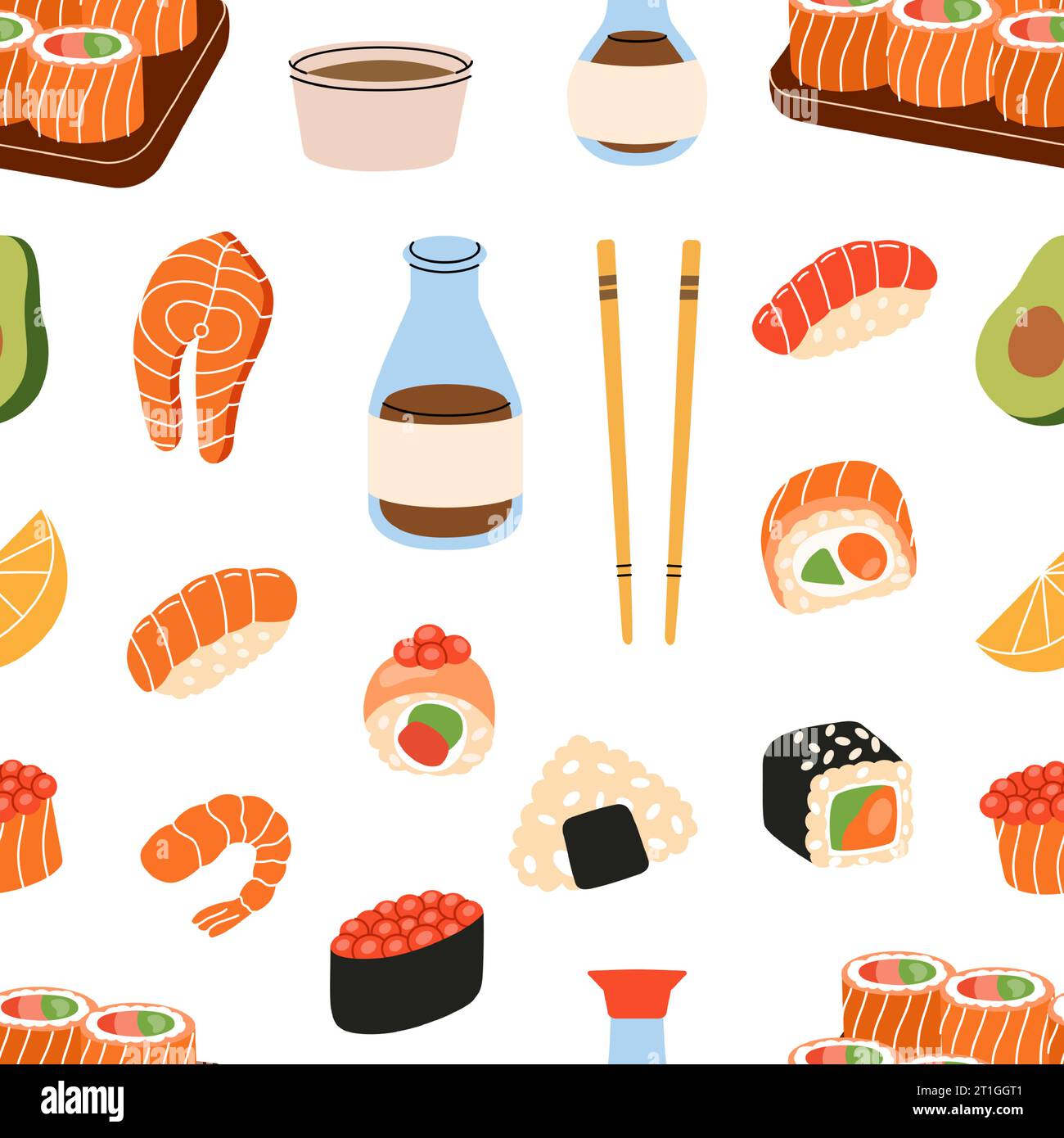 Sushi pattern. Sushi and rolls seamless banner. Tobiko maki ...