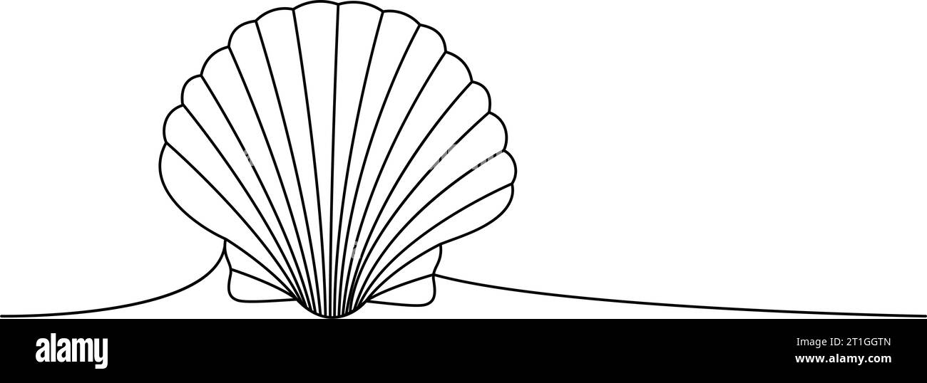Underwater shell one line continuous drawing. Tropical underwater shell ...