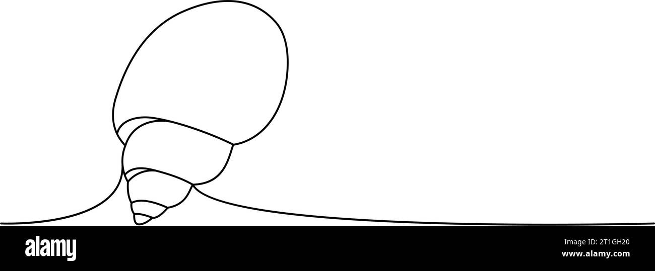 Seashell one line continuous drawing. Tropical underwater shell ...