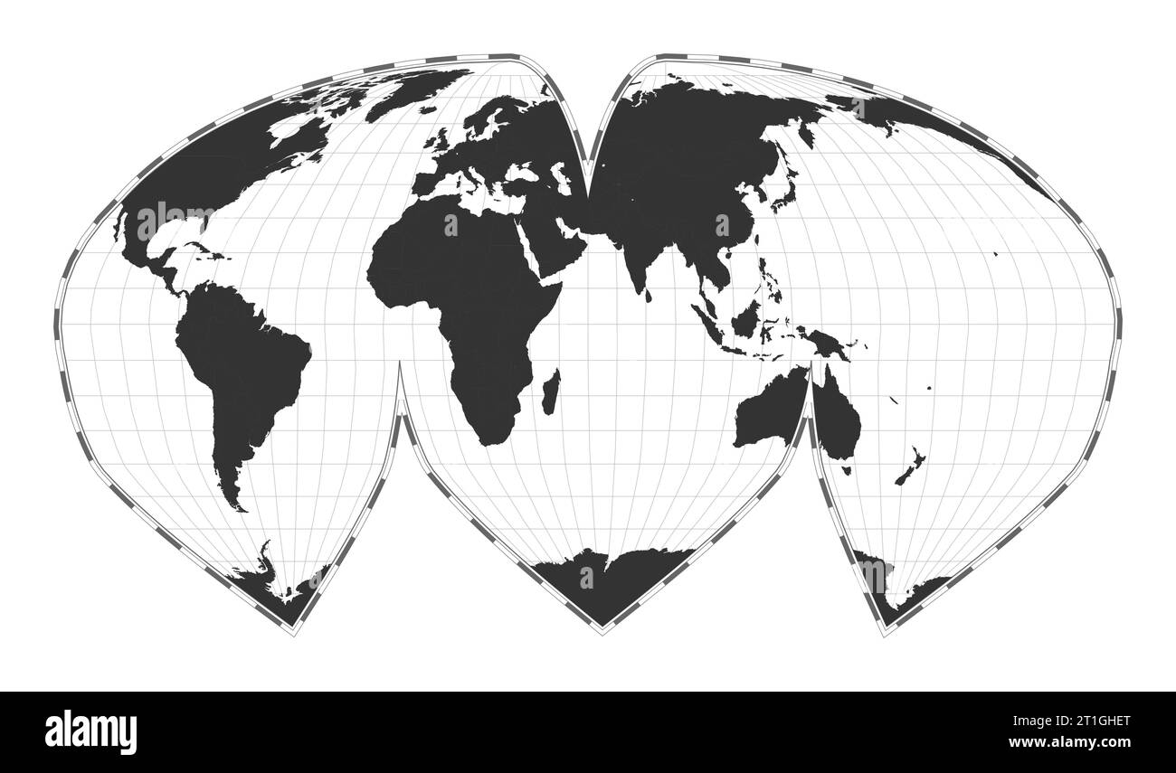 Vector world map. Alan K. Philbrick's interrupted sinu-Mollweide ...